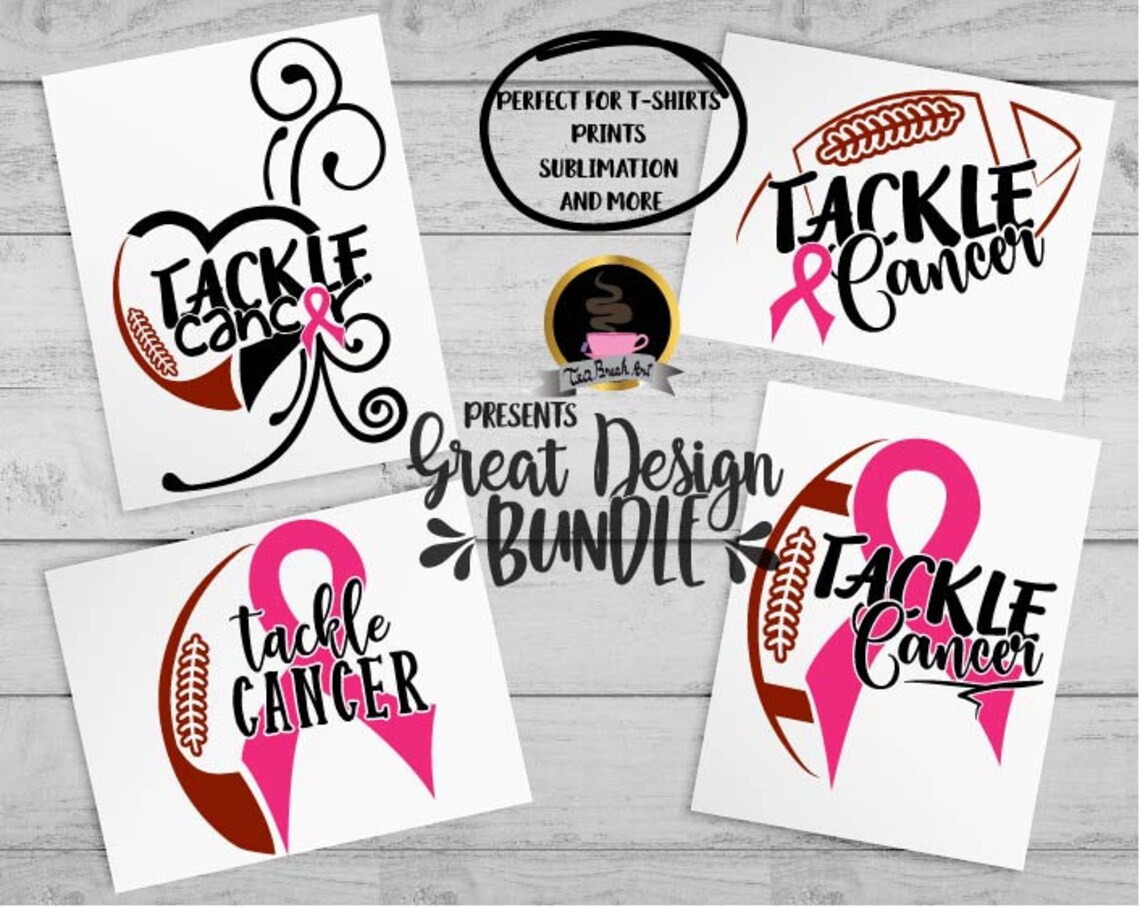 Tackle Cancer Awareness Ribbon Football Game Support Cutting - Etsy