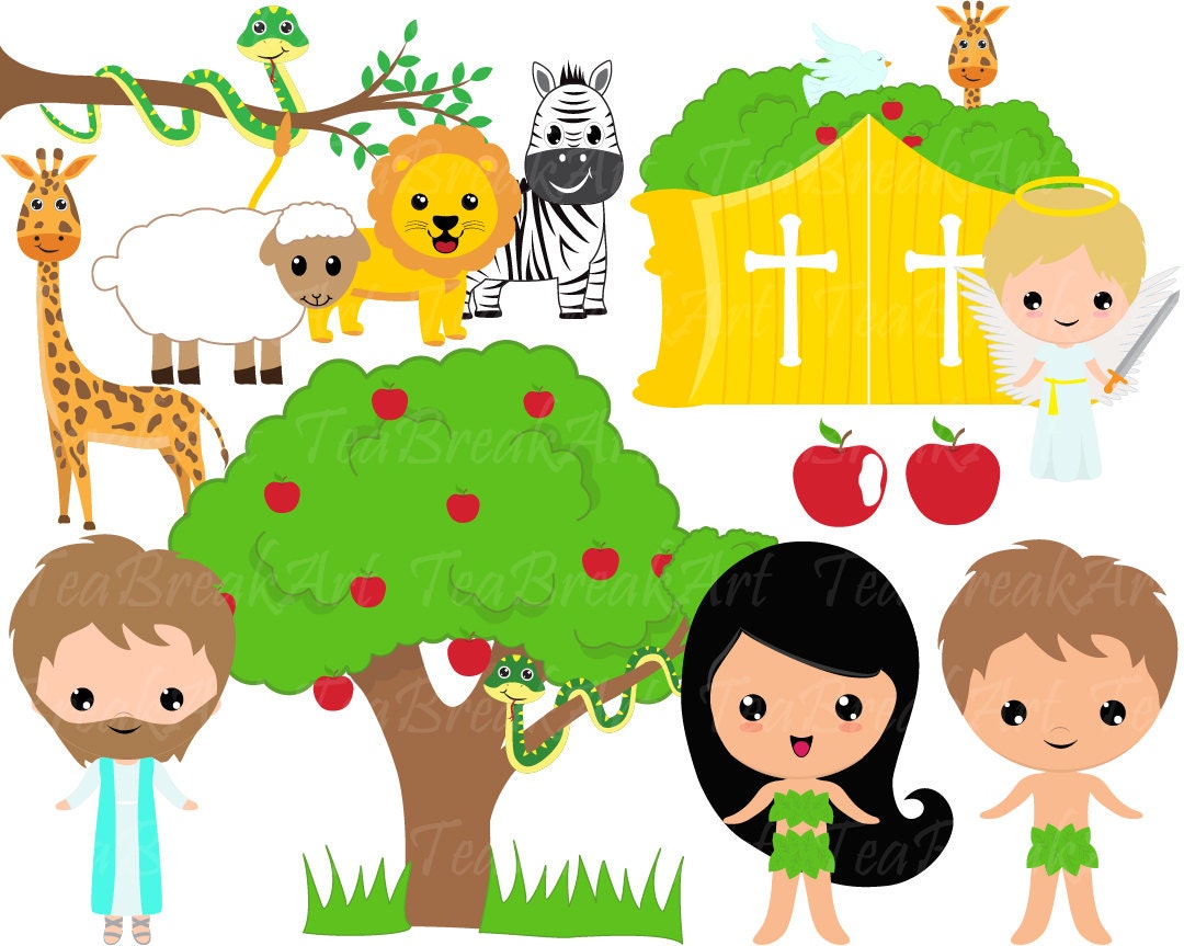 Adam and Eve Clip Art Digital Clipart Graphics Bible Theme - Etsy