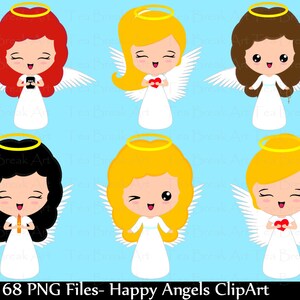 Happy Angels Clipart Digital Clip Art Graphics 036 - Etsy