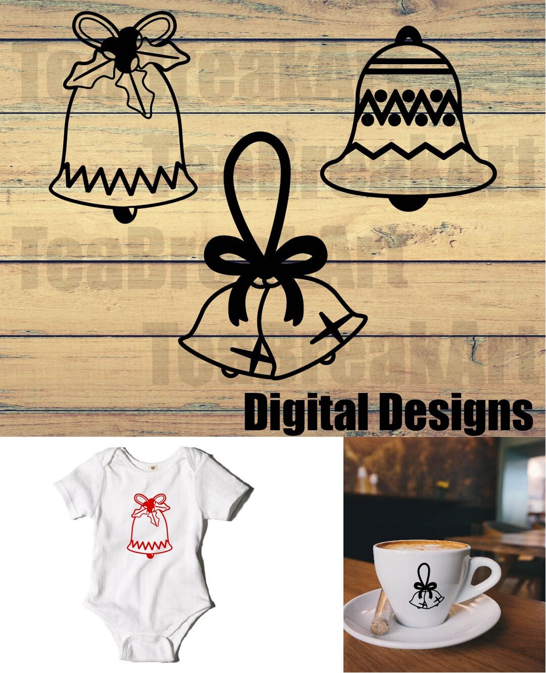 Jingle Bells Christmas Design Cutting Files SVG PNG EPS Dxf Clipart ...