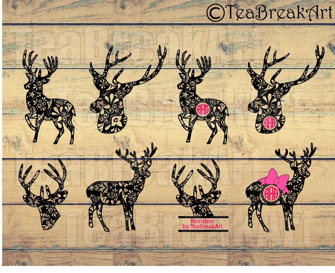 Reindeer Zentangle Pattern Cutting Files SVG PNG EPS Clipart - Etsy