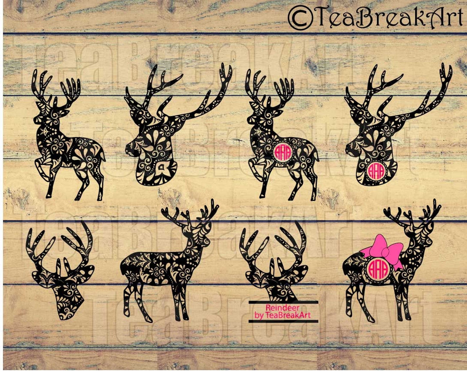 Reindeer Zentangle Pattern Cutting Files SVG PNG EPS Clipart - Etsy