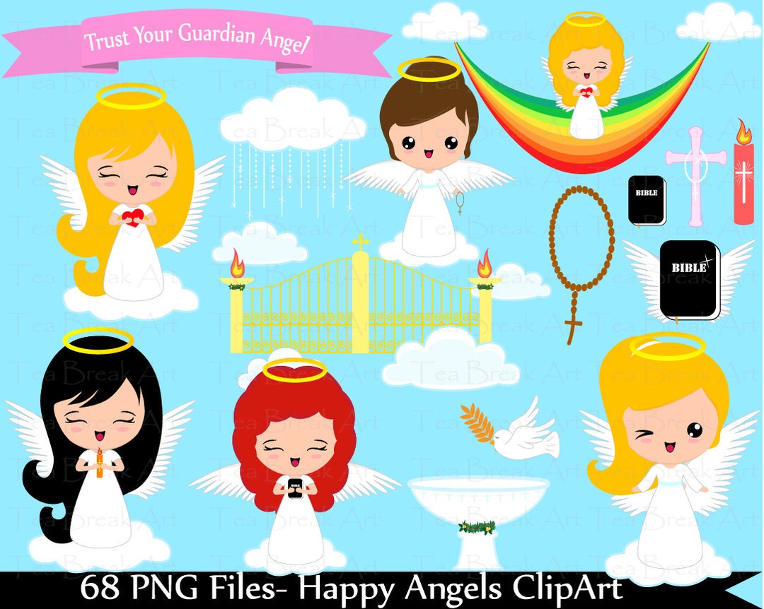 Happy Angels Clipart Digital Clip Art Graphics 036 - Etsy