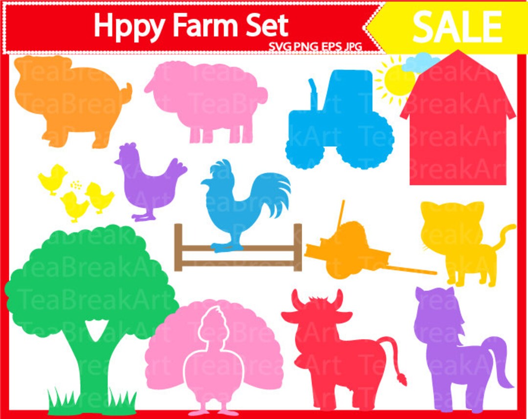 Farm Animals Monogram Clipart Cutting Files SVG PNG EPS Jpg - Etsy ...