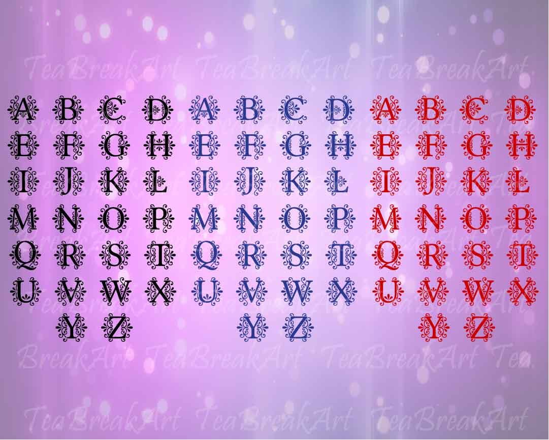 Regal Font V3 Monogram Alphabet SVG EPS JPG Red Vine Digital - Etsy