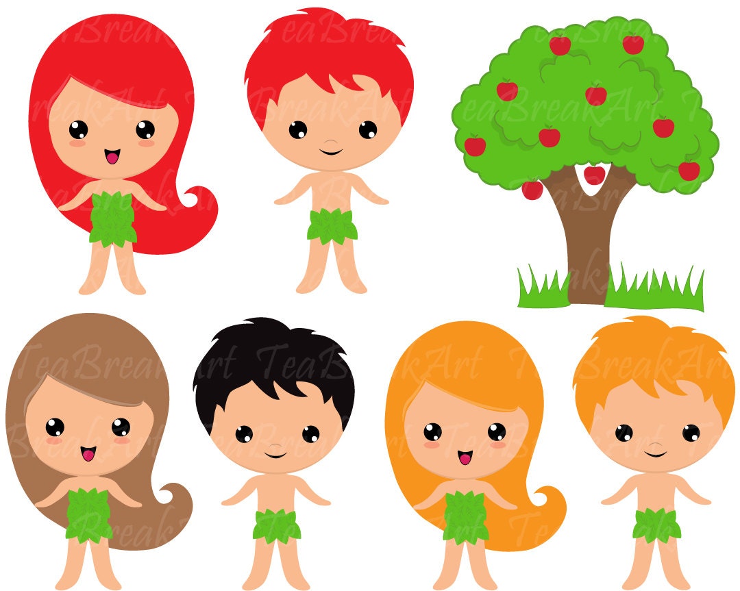 Adam and Eve Clip Art Digital Clipart Graphics Bible Theme - Etsy