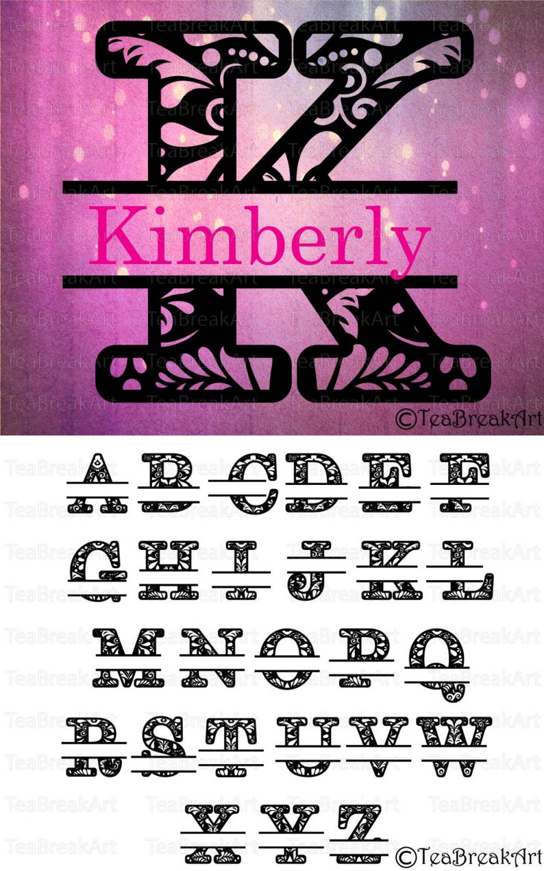 Zentangle Split Alphabet Letters A to Z SVG PNG Dxf Digital - Etsy
