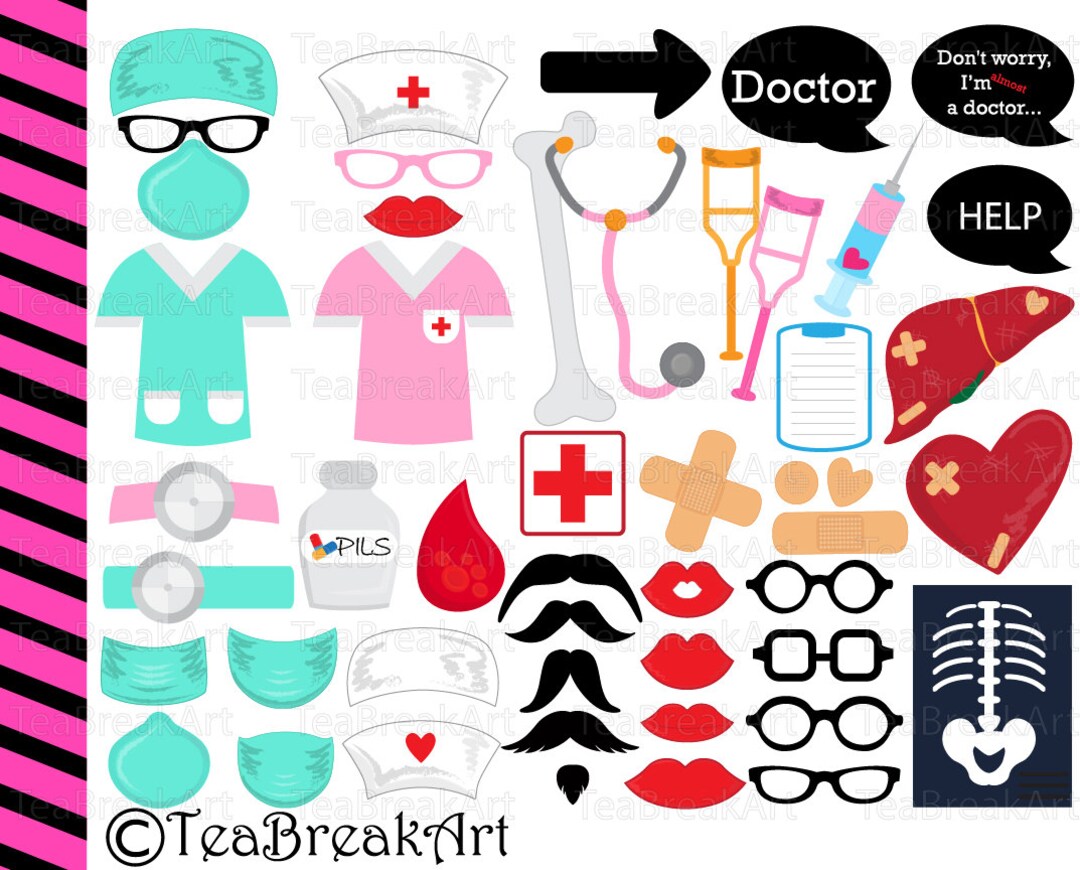 Doctor Props Digital Clip Art Graphics Medical Design Clipart Red 946 ...