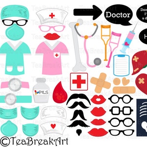 Doctor Props Digital Clip Art Graphics Medical Design Clipart Red 946 ...