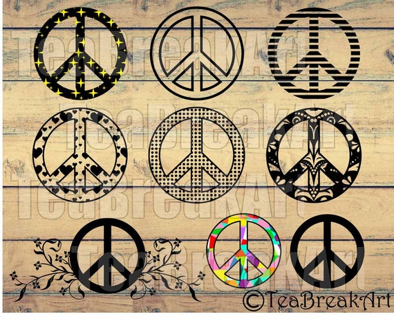 Peace Signs Monogram Digital Cutting Files SVG PNG Dxf Jpg | Etsy