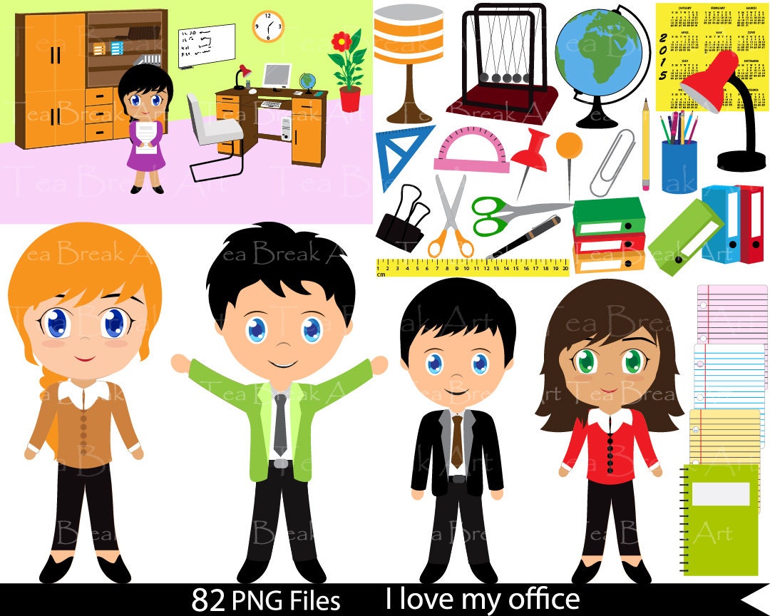 Office Set & Office People Clipart Digital Clip Art Graphics - Etsy