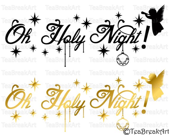 Oh Holy Night Christmas Word Art Typography PNG JPG EPS | Etsy