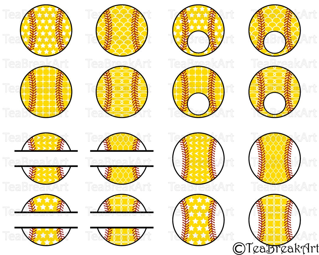 Softball Monogram Pattern V2 Design Digital Cutting File SVG - Etsy