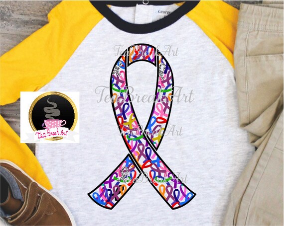 Multi Color Ribbon All Cancer Awareness Cutting Files SVG PNG | Etsy