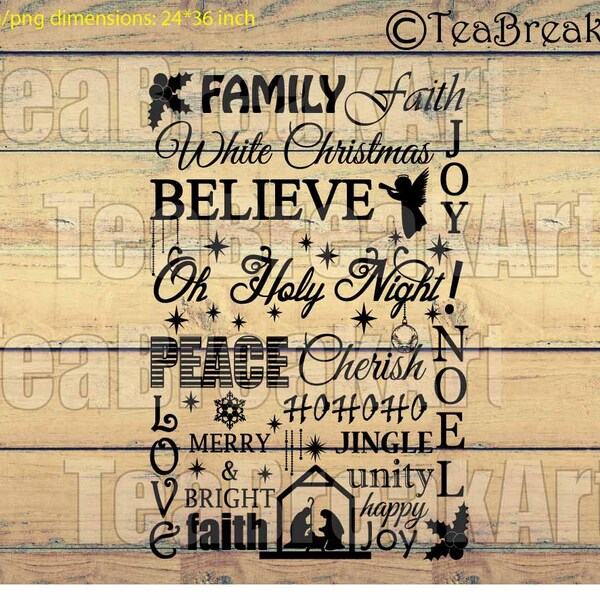 Christmas Word Art - Etsy