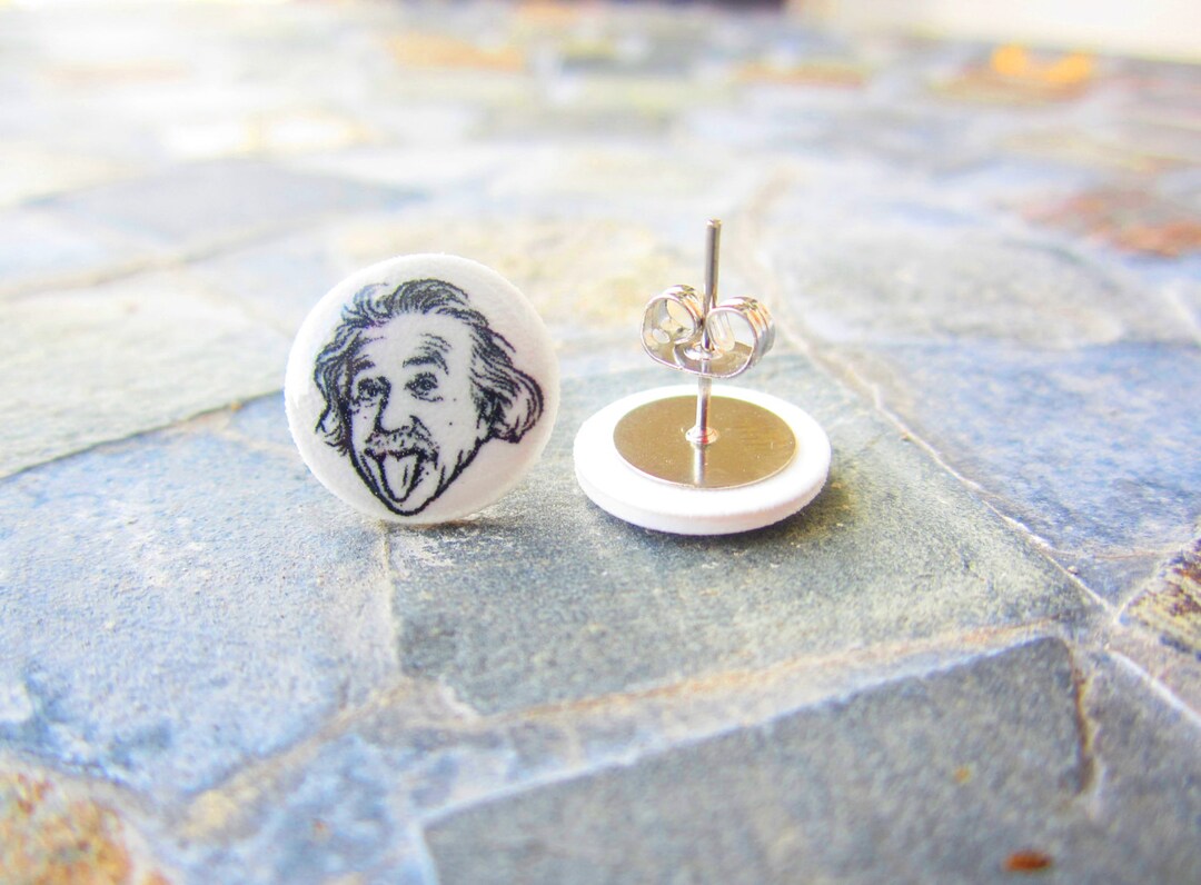 Einstein Stud Earrings, Einstein Clip on Earrings, Einstein Jewelry ...