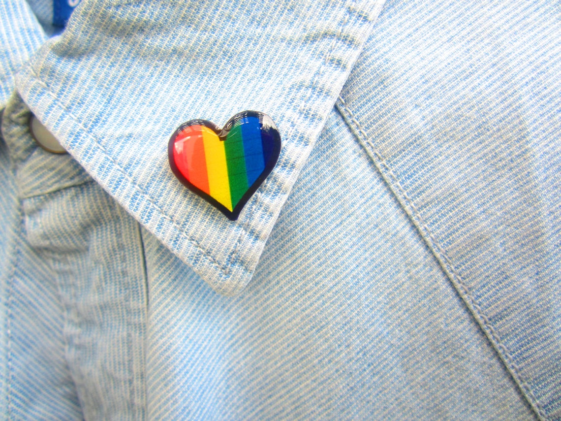 Gay Pride Lapel Pin Gay Pride Accessories Rainbow Heart Pin | Etsy