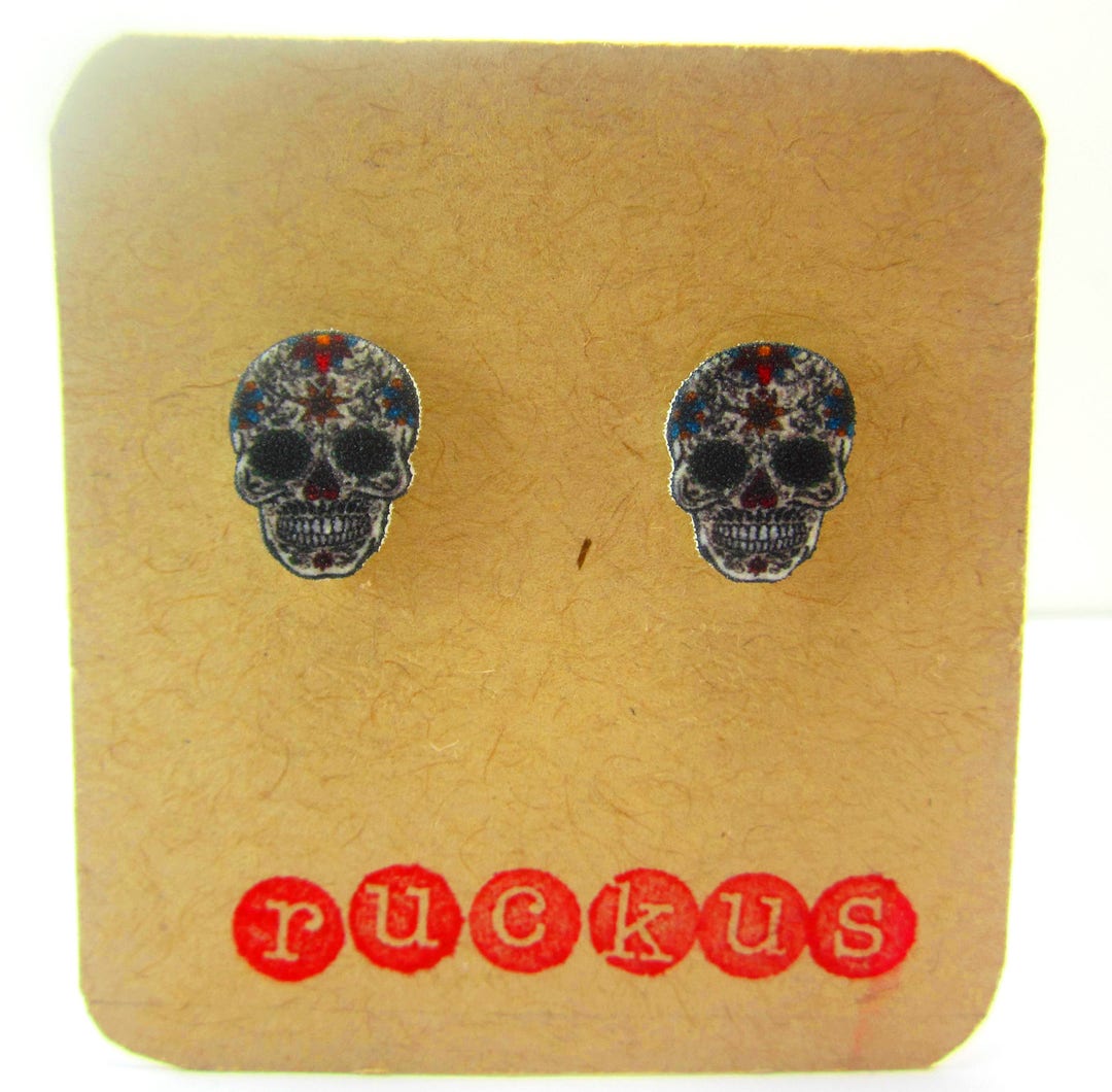 Day of the Dead Stud Earrings, Skull Earrings, Day of the Jewelry ...