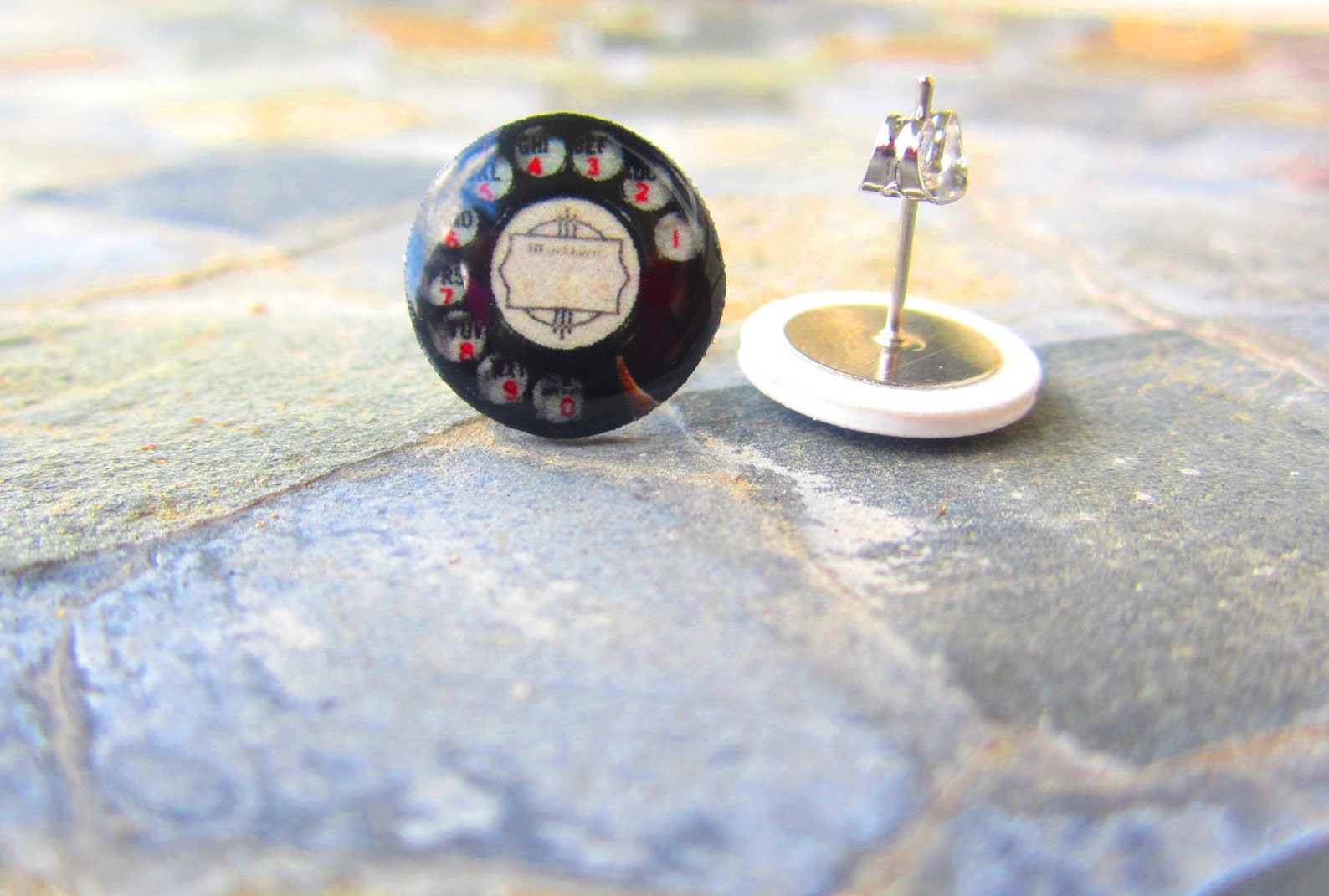 Rotary Phone Stud Earrings, Rotary Phone Clip on Earrings, Rotary Phone ...