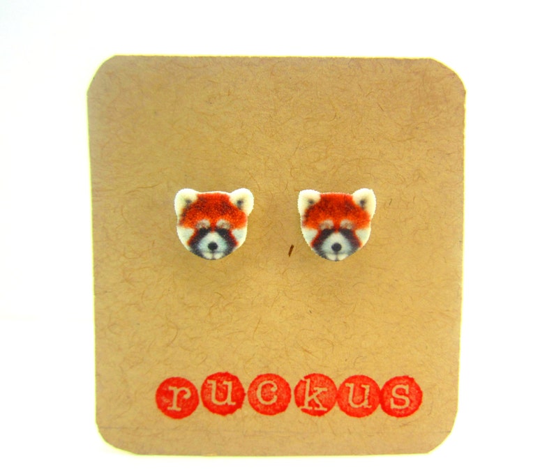 Red Panda Stud Earrings Red Panda Jewelry Animal Earrings - Etsy