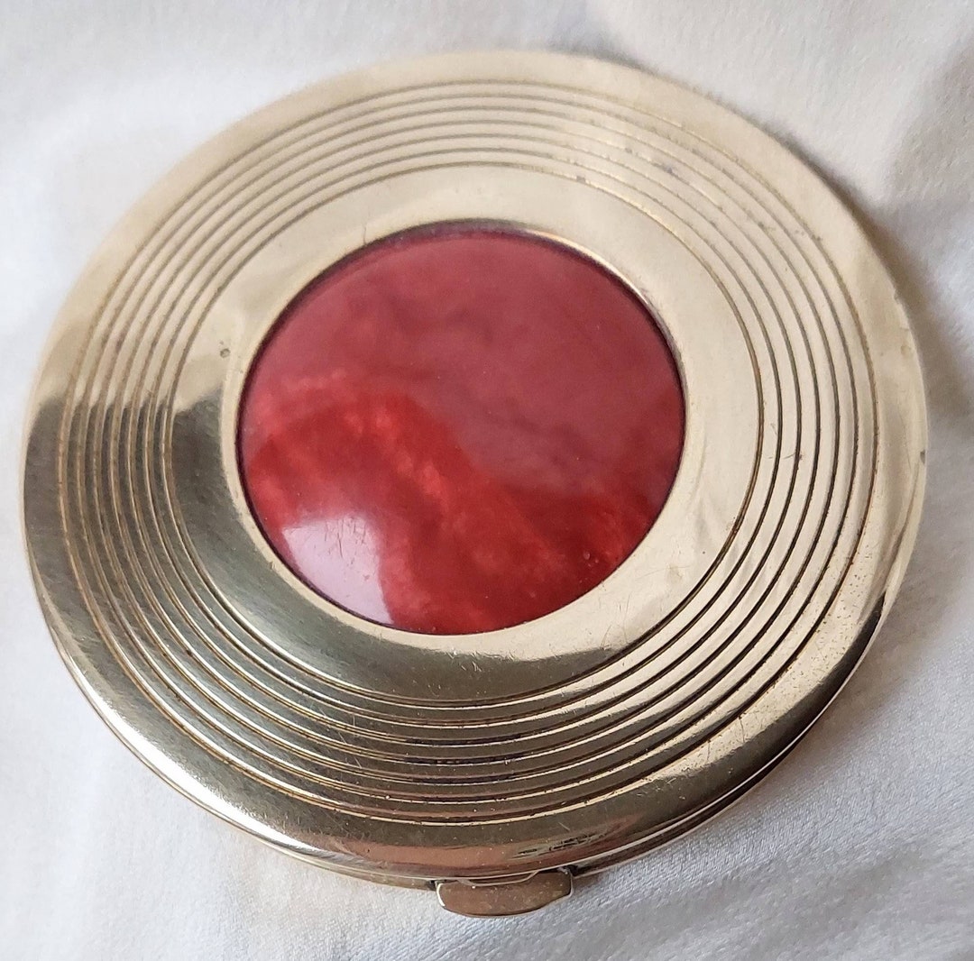 Powder Compact, Gorgeous 1930's Brass and Celluloid. - Etsy