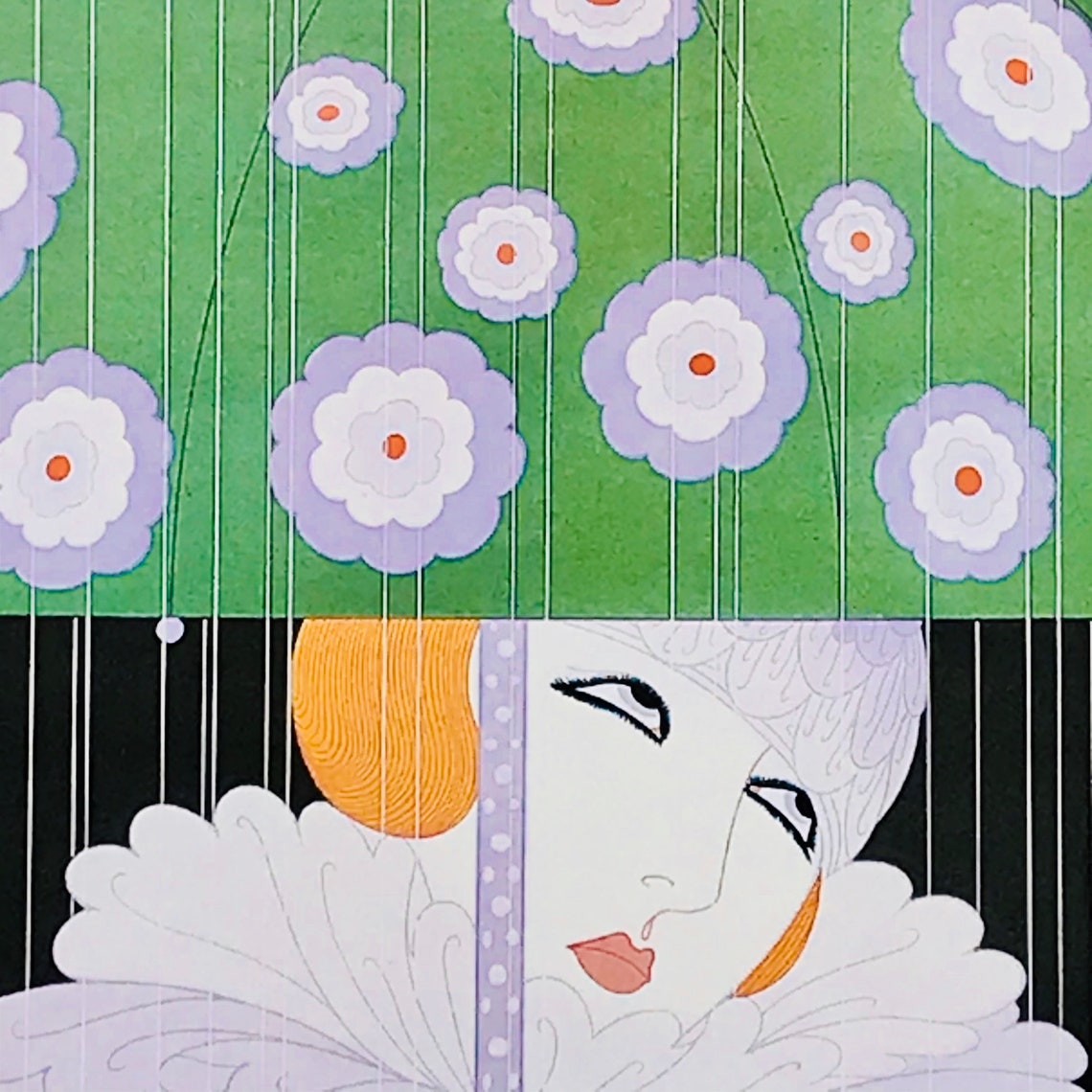 Art Print Spring Rain an Erté Art Deco Illustration - Etsy