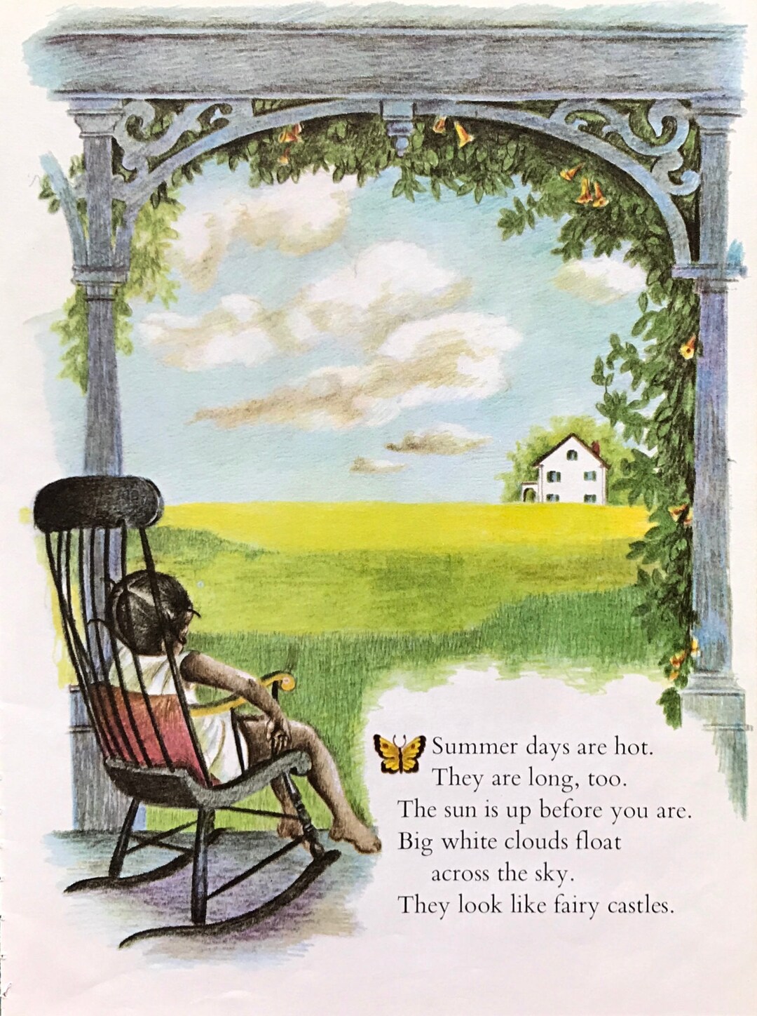 A Summers Day, Wall Art, Vintage Book Print, Porch Life - Etsy