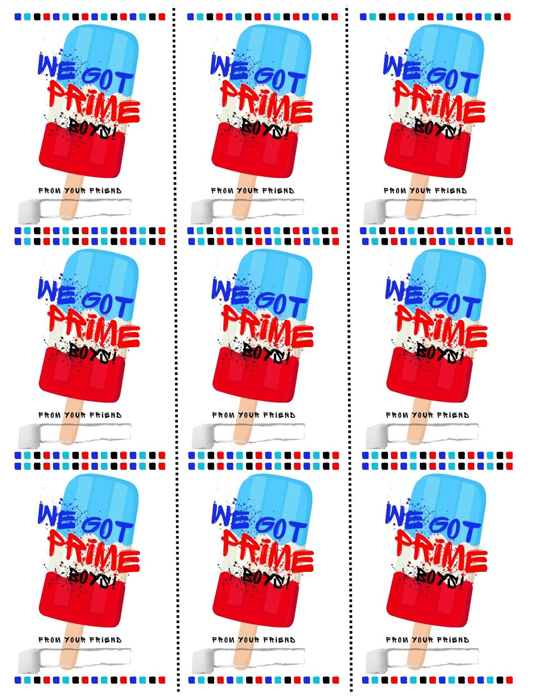 Prime Drink Card Printable Instant Download PDF Kid Birthday Tag Party ...