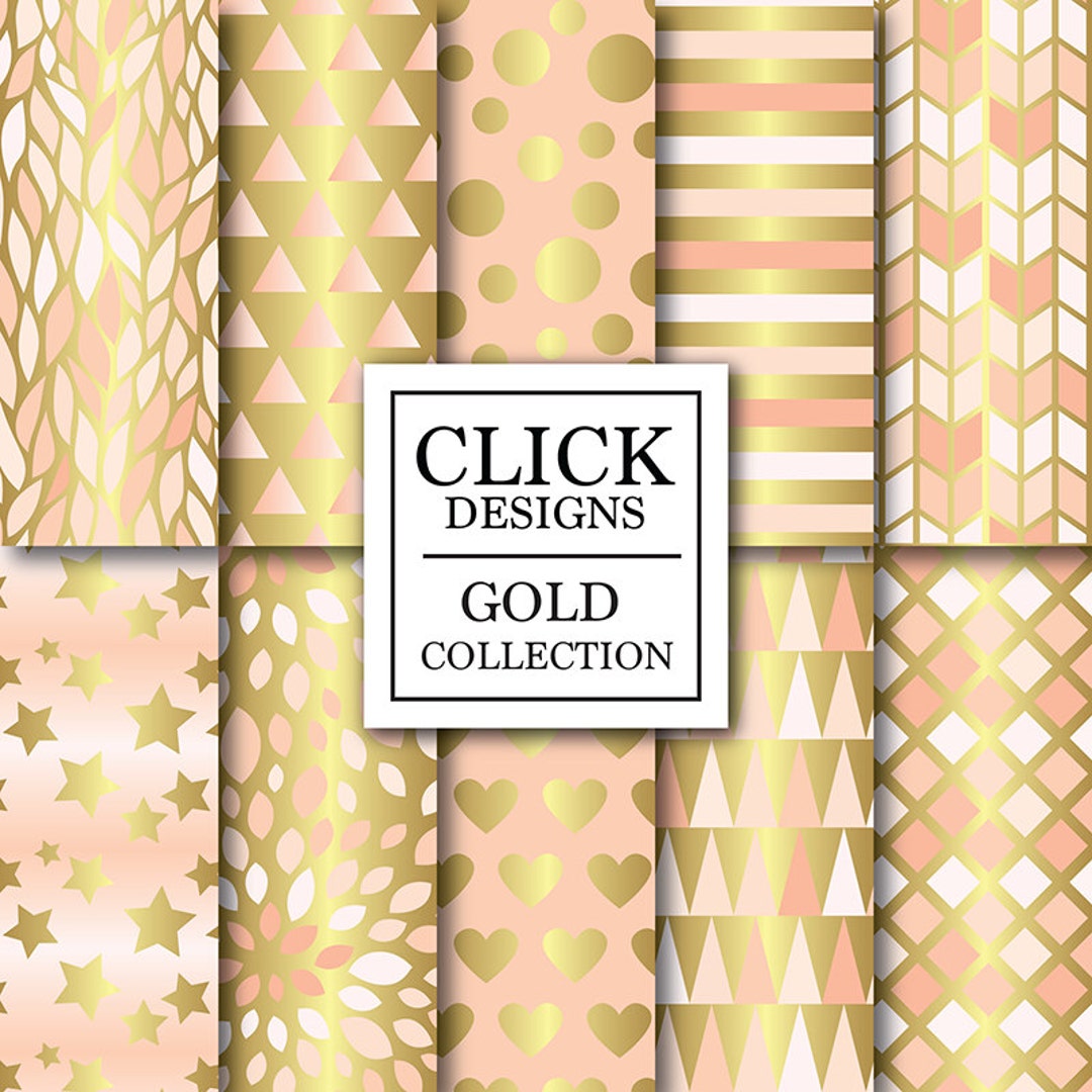 Peach & Gold Digital Paper: peach Gold Digital Scrapbook Backgrounds ...