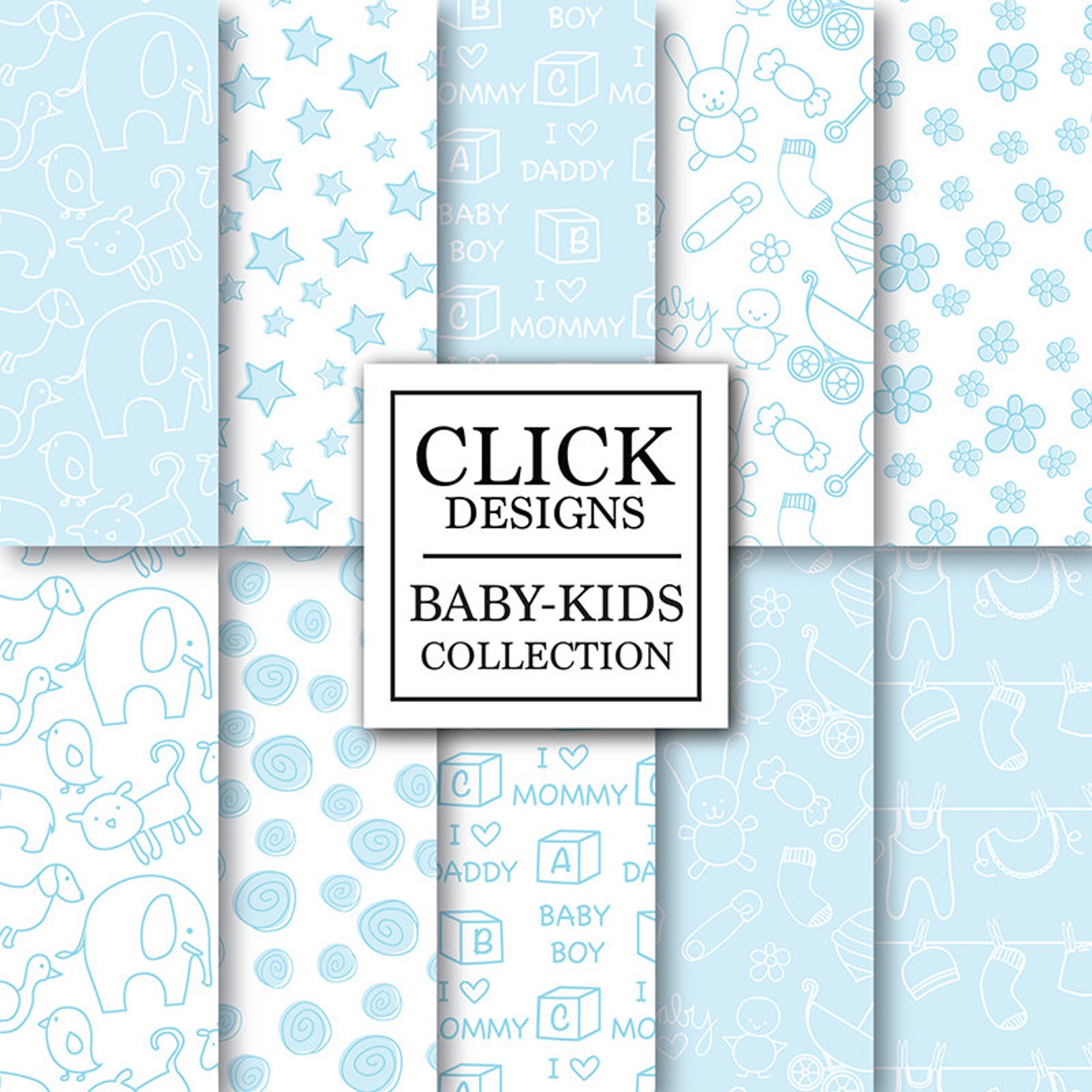 Baby Boy Digital Paper: baby Boy Digital Paper - Etsy