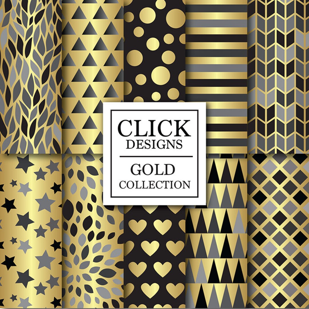 Gold & Black Digital Paper: black Gold Digital Scrapbook Backgrounds ...