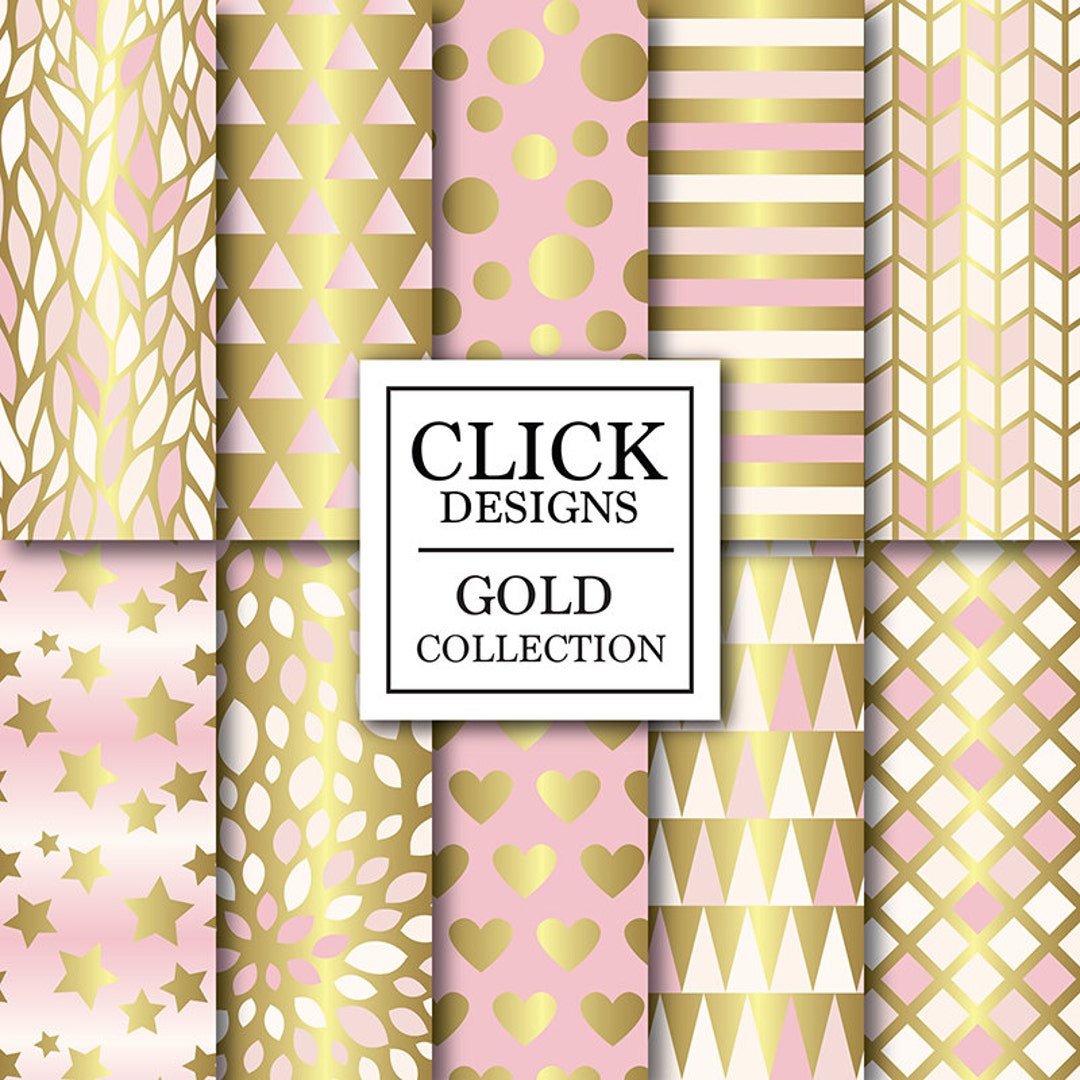 Pink & Gold Digital Paper: pink Gold Digital Scrapbook Backgrounds With ...