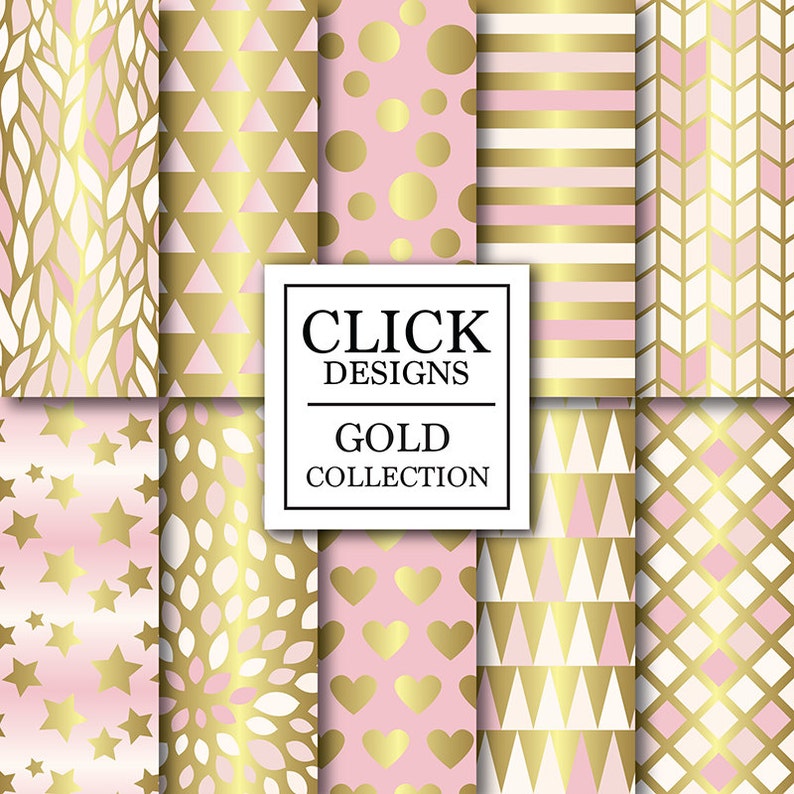 Pink & Gold Digital Paper: pink Gold Digital | Etsy