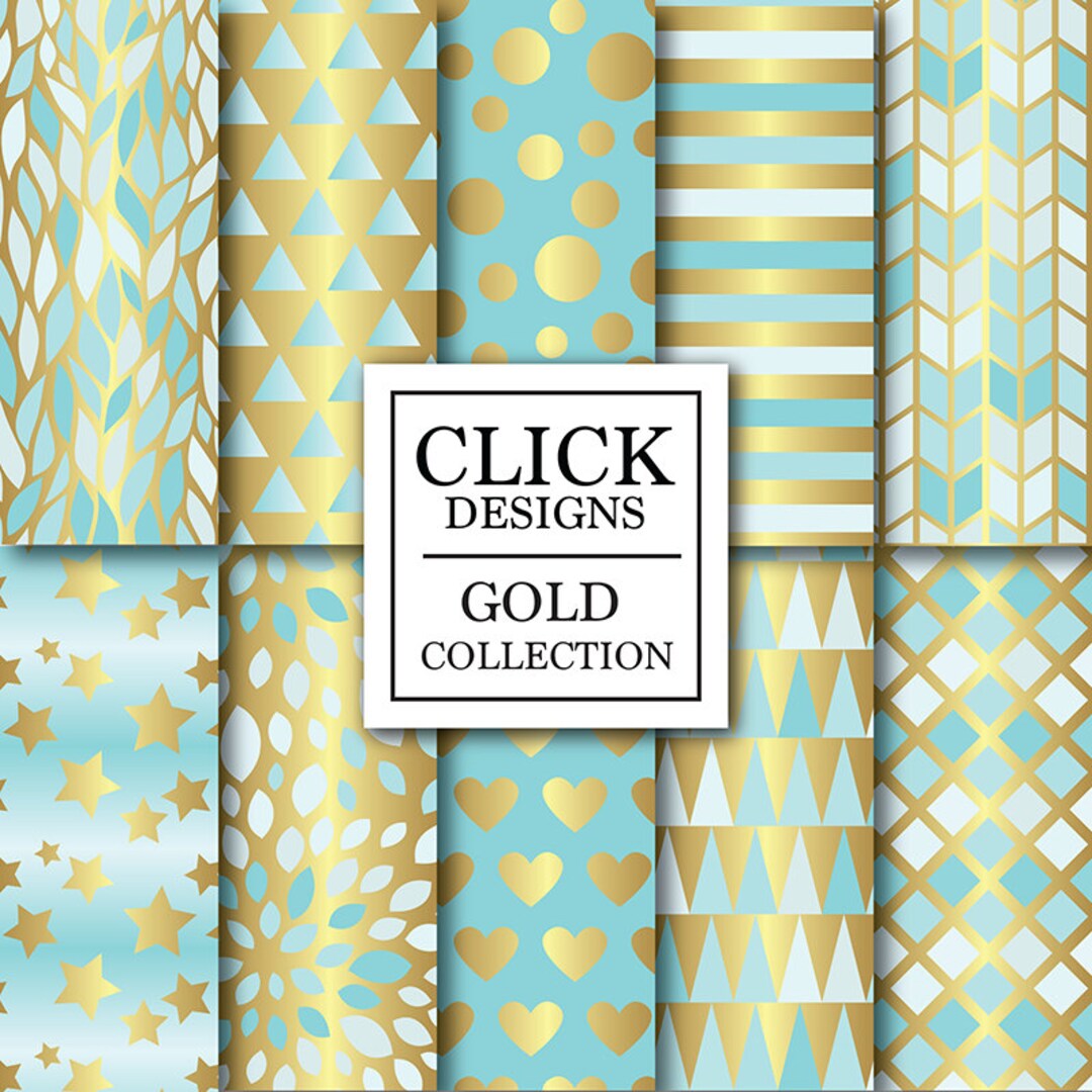 Turquoise Gold Digital Paper: turquoise Gold - Etsy