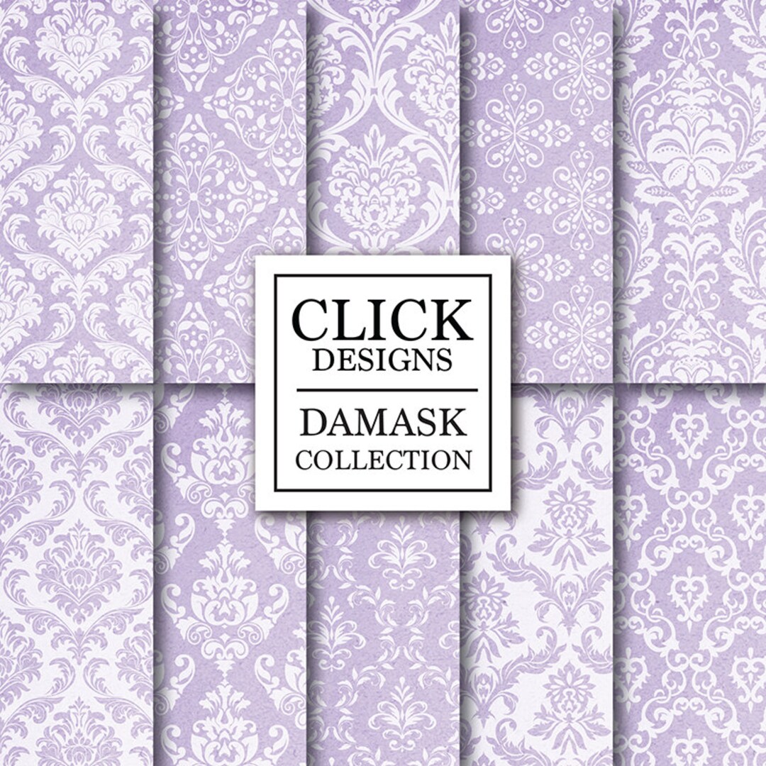 Damask Digital Paper: damask Lilac Digital Papers With Vintage Elements ...