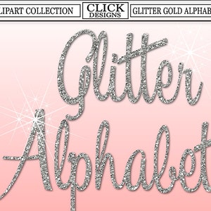 GLITTER SILVER ALPHABET Digital Clipart: Letters, Numbers, Symbols ...