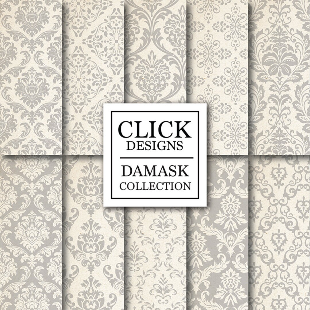Damask Digital Paper: damask LIGHT Gray Digital Papers With Vintage ...