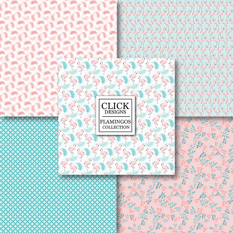 Flamingo Digital Paper: flamingos Birds in Pink - Etsy