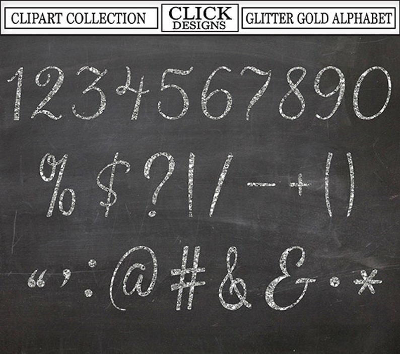 GLITTER SILVER ALPHABET Digital Clipart: Letters Numbers - Etsy