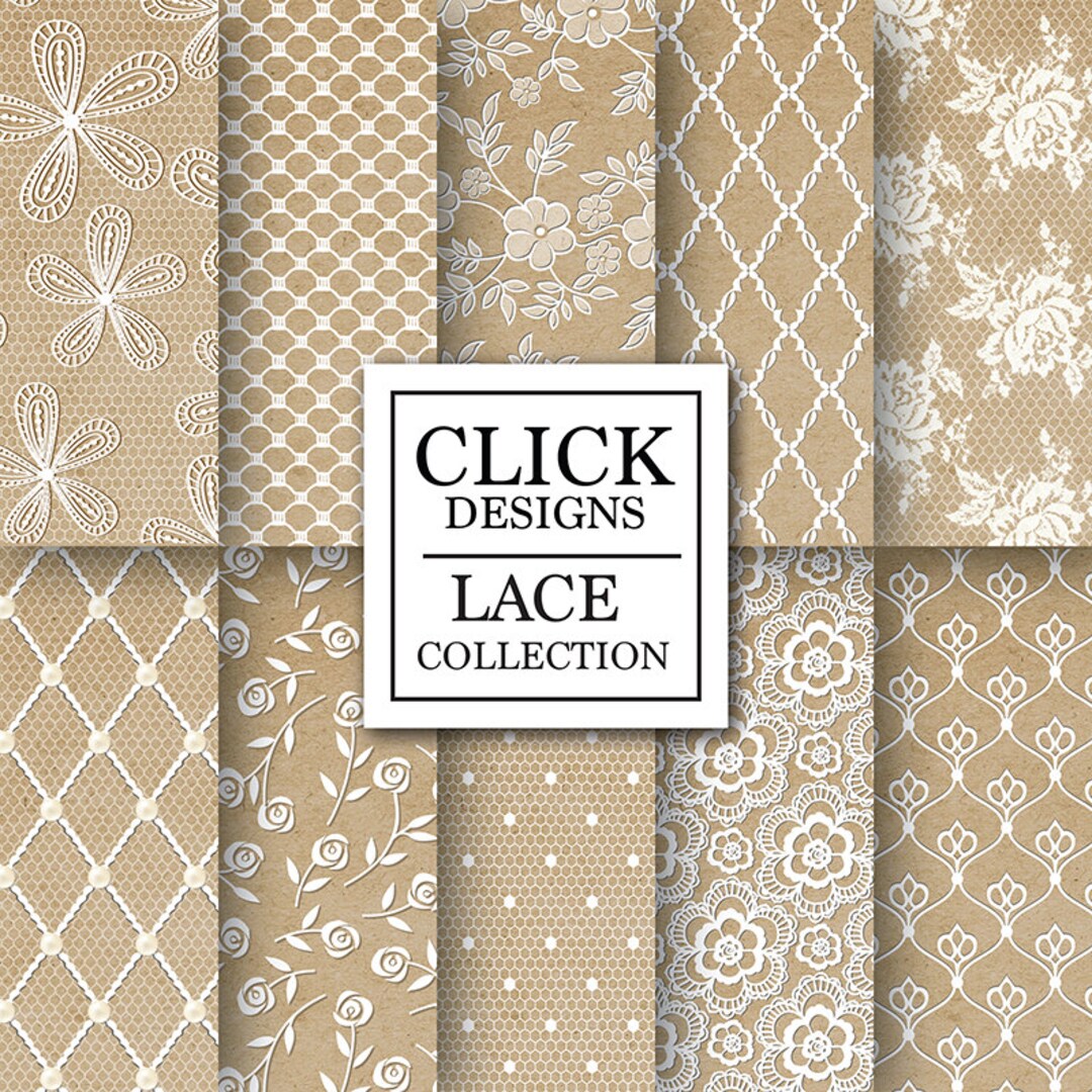 Lace Digital Paper: lace KRAFT Papers Scrapbook Papers With Vintage ...
