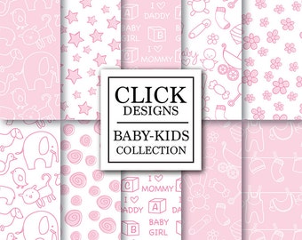 Baby Girl Digital Paper. Its a Girl Patterns Newborn - Etsy