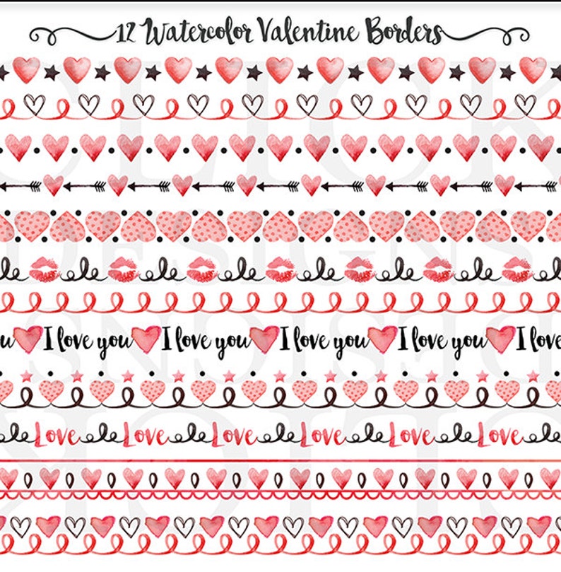 Valentine Borders Clipart: valentine Borders Love - Etsy