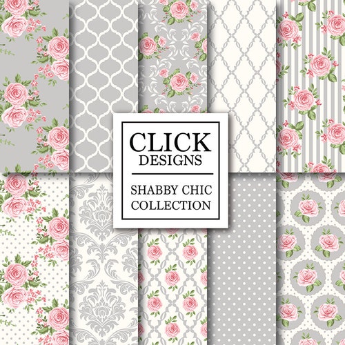 Shabby Chic Digital Paper: shabby PINK Roses - Etsy