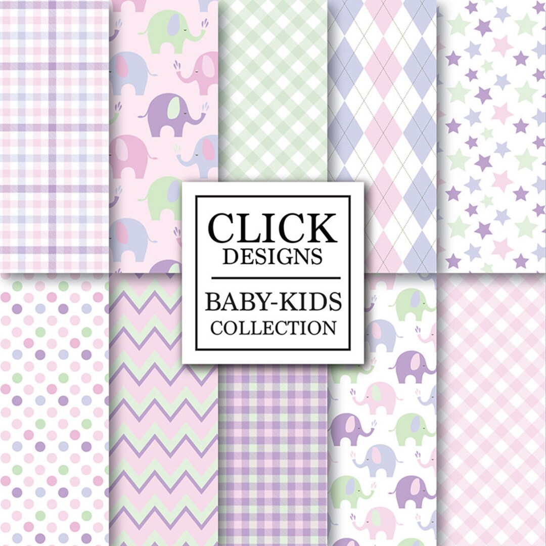Baby Girl Digital Paper: baby GIRL Elephants Digital Scrapbooking Paper ...