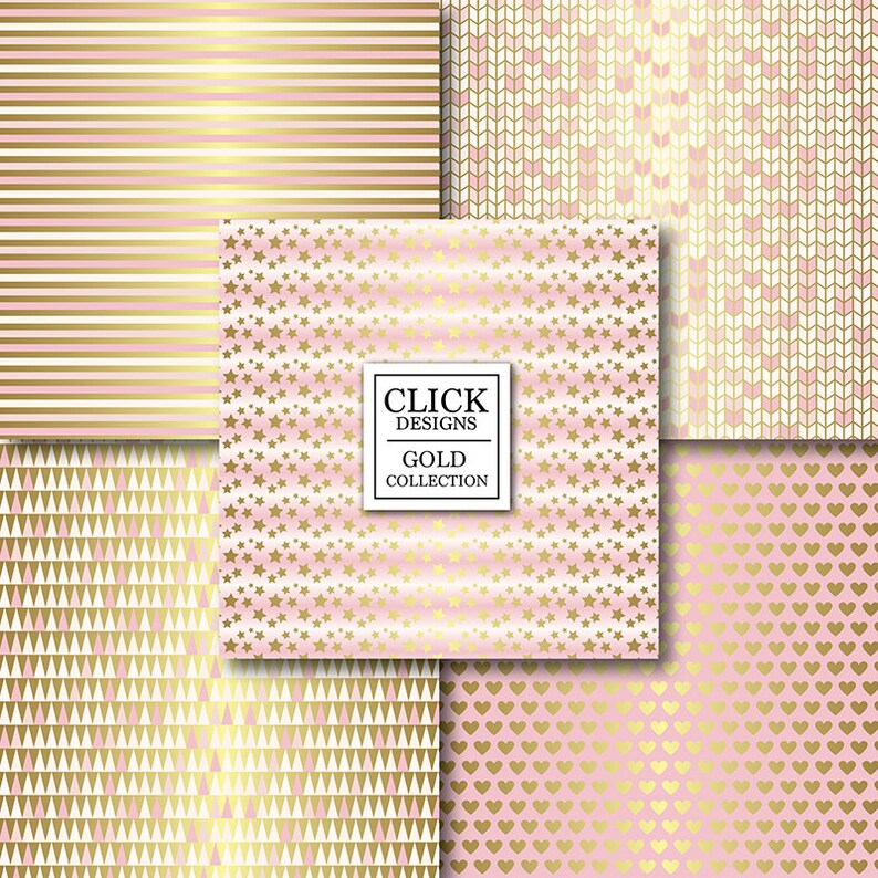 Pink & Gold Digital Paper: pink Gold Digital - Etsy