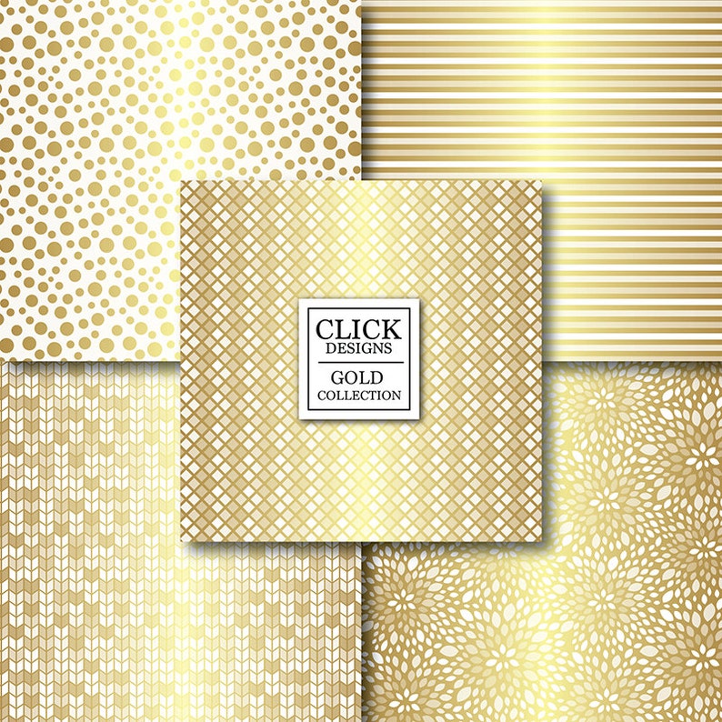 Gold & White Digital Paper: white Gold Digital | Etsy