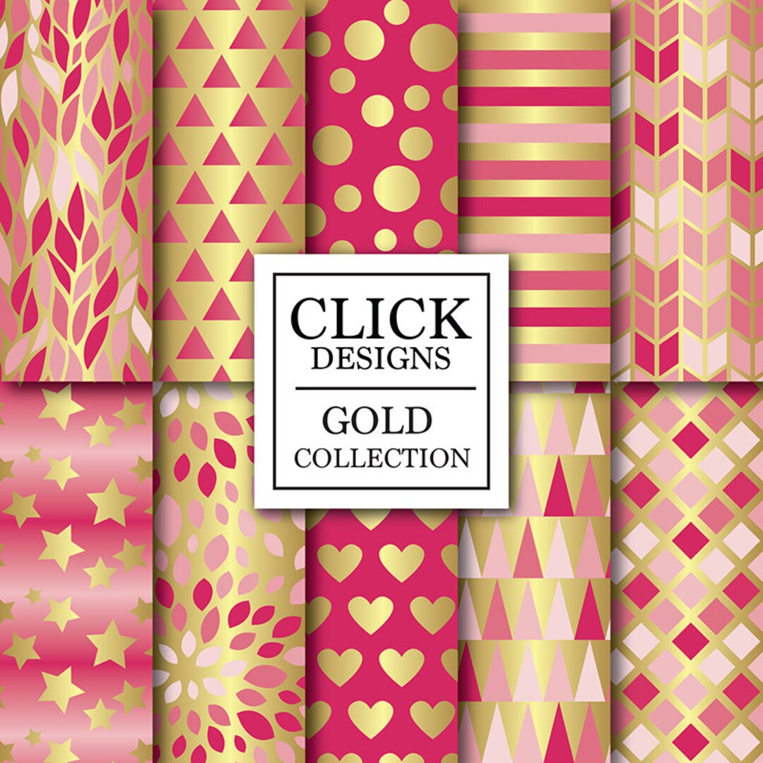 Gold Digital Paper: raspberry Gold Digital Scrapbook Backgrounds With ...