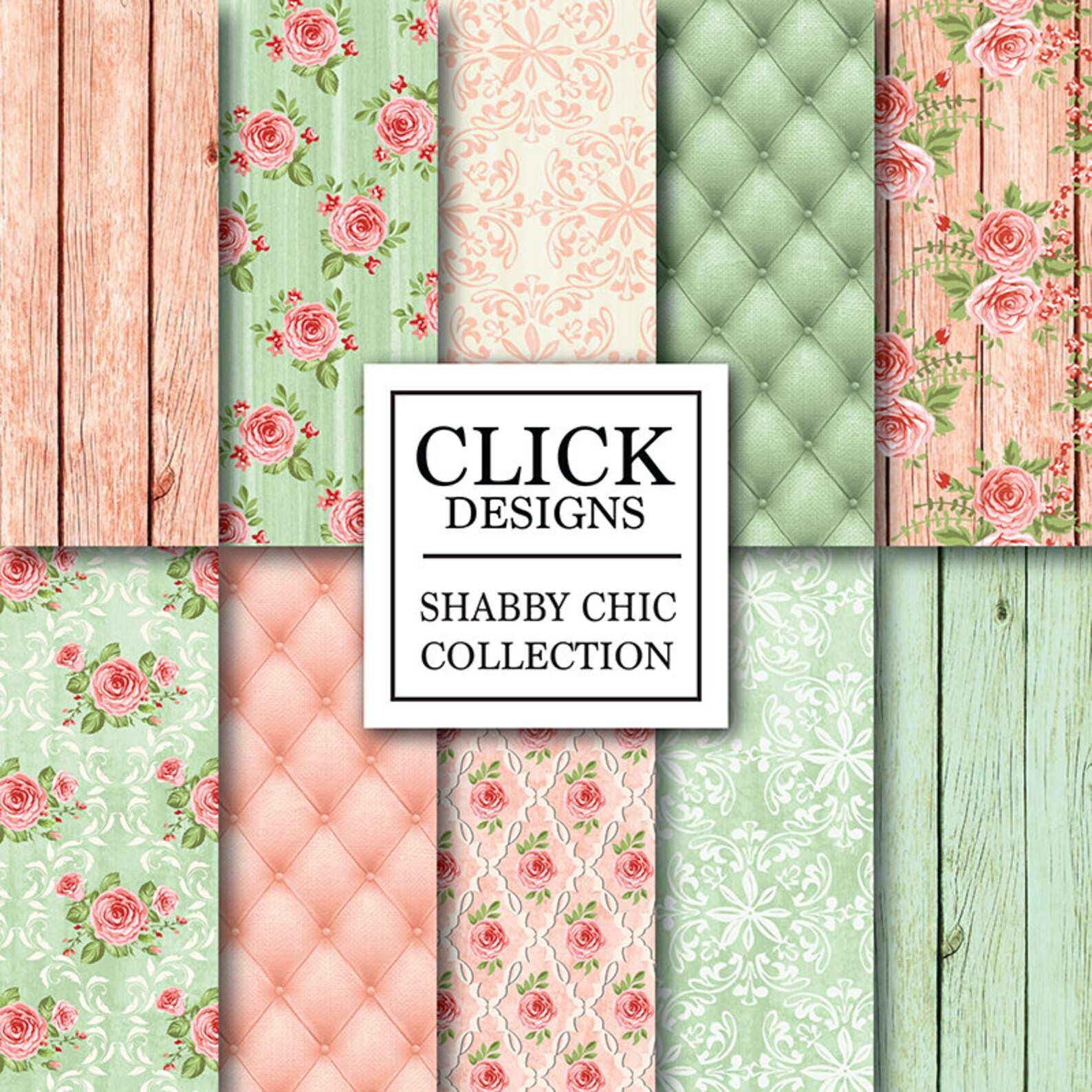 Shabby Chic Wood Digital Paper: shabby PEACH Green - Etsy