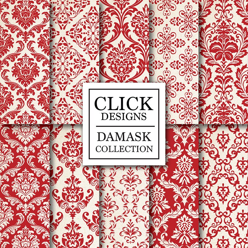 Red Damask Paper - Etsy