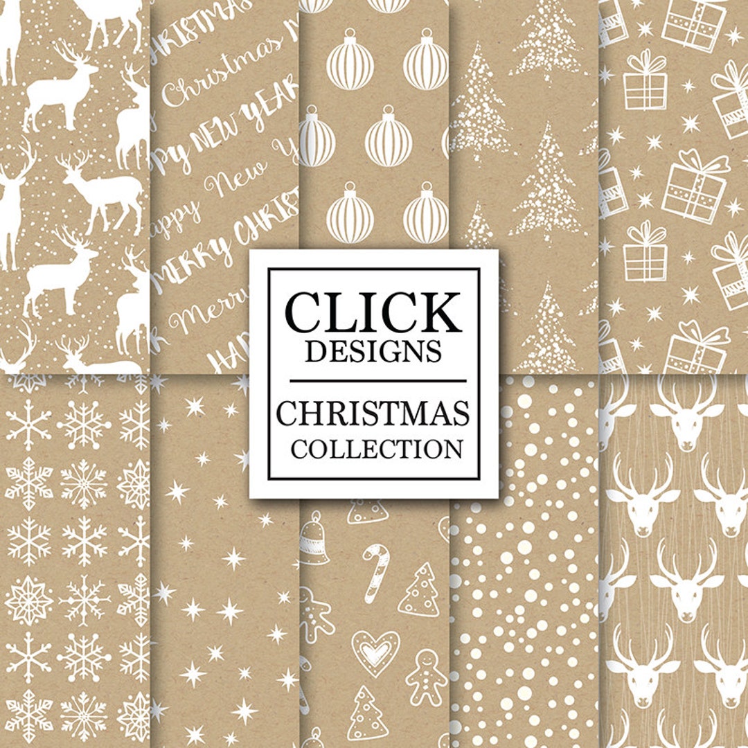 Christmas Digital Paper: christmas Kraft Scrapbook Paper Pack With ...